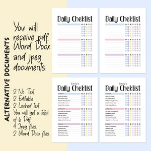 Editable Daily Checklist for Kids, Printable Daily Planner for Kids ...