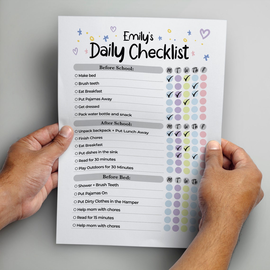 Editable Daily Checklist for Kids, Editable Chore Chart, Daily Routine ...