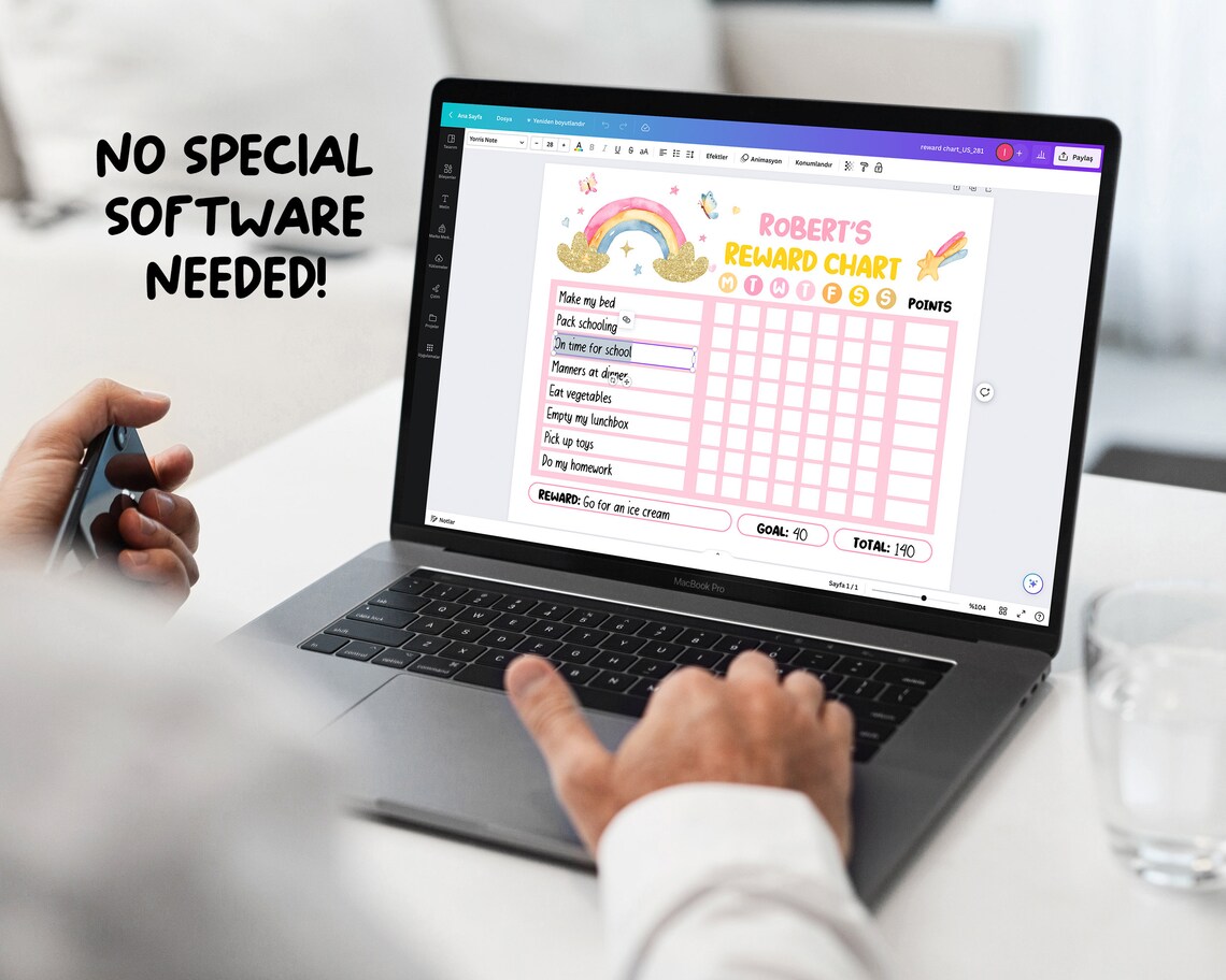 Editable Rainbow Reward Chart for Girls, Printable Chore Chart Kids ...