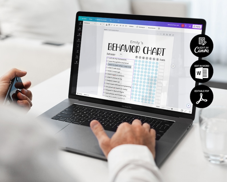 Editable Behavior Reward Chart for Kids, Good Behavior Tracking ...