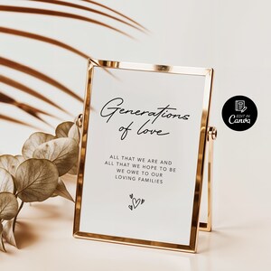 Generations of Love Wedding Sign Template, Family Memory Sign ...