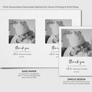Baby Announcement Thank You Card, Photo Thank You Card for Newborn Baby ...