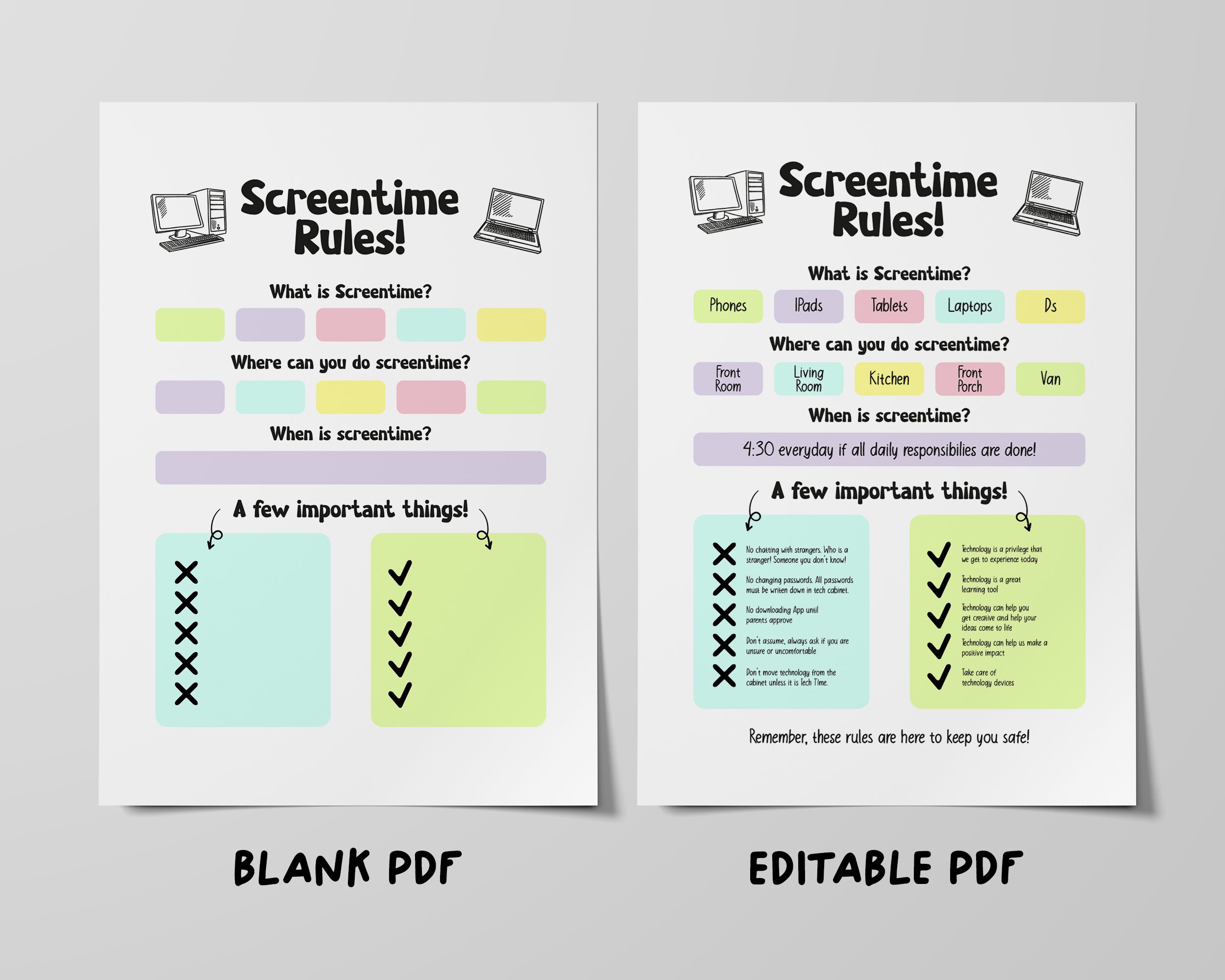 Editable Screen Time Chart for Kids Daily Screen Time - Etsy Australia