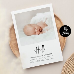 Printable Birth Stats Card, Hello Newborn Baby Announcement, Simple ...