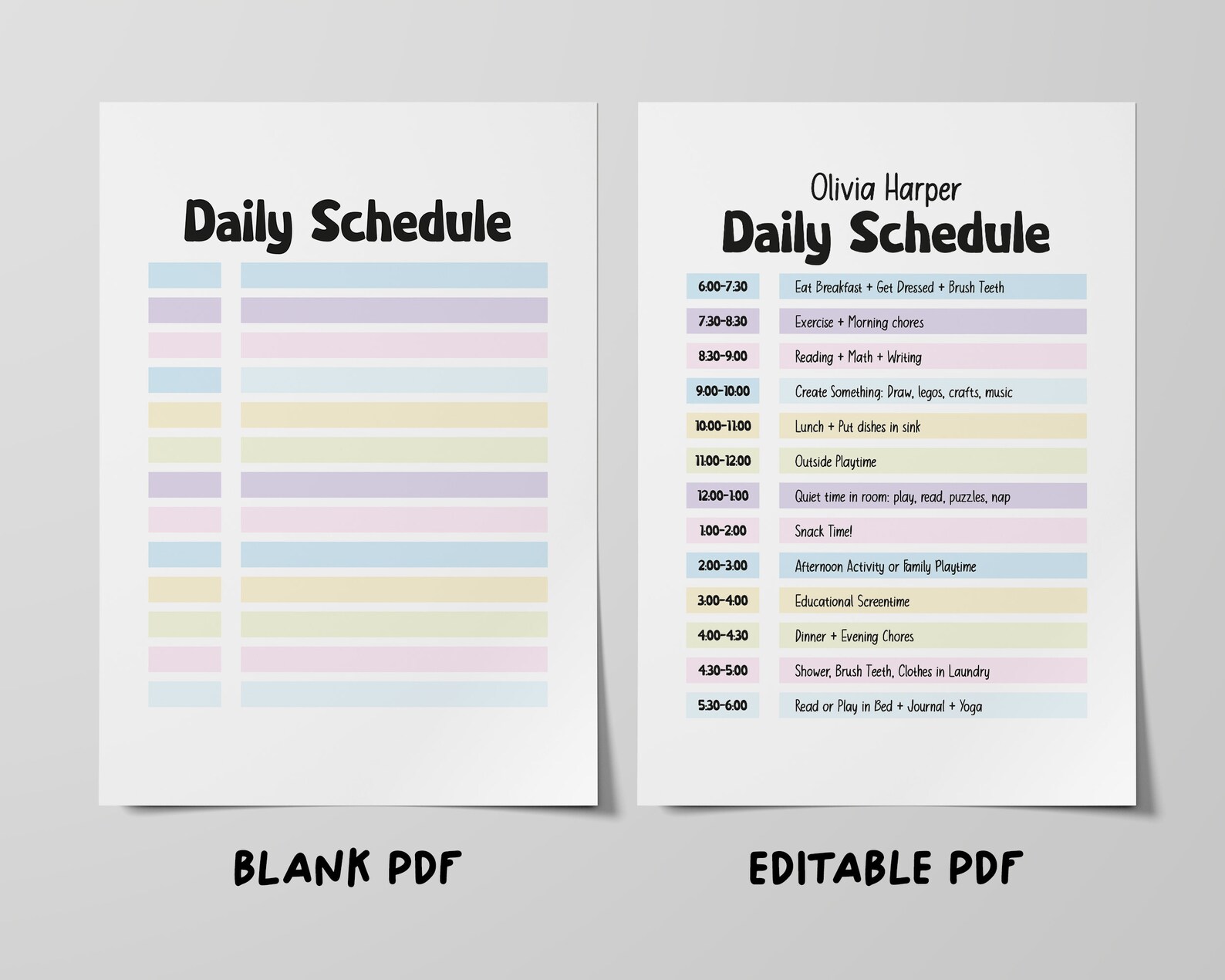 Editable Daily Schedule for Kids, Printable Daily Planner for Kids ...
