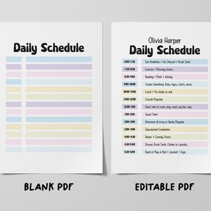Editable Daily Schedule for Kids, Printable Daily Planner for Kids ...