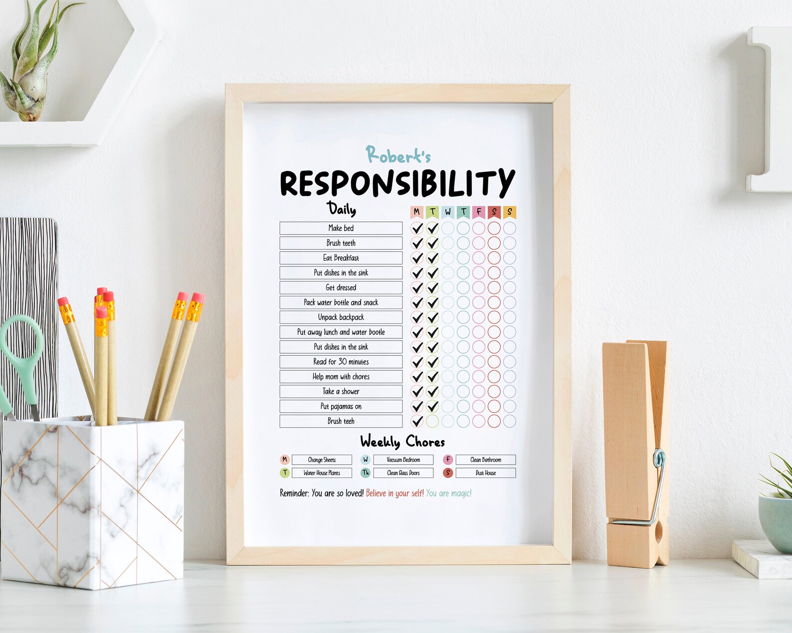 Kids Responsibility Chart Printable, Editable Daily Checklist ...
