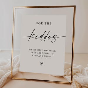 For the Kiddos Sign, Minimalist Wedding Kiddos Sign, Printable Wedding ...