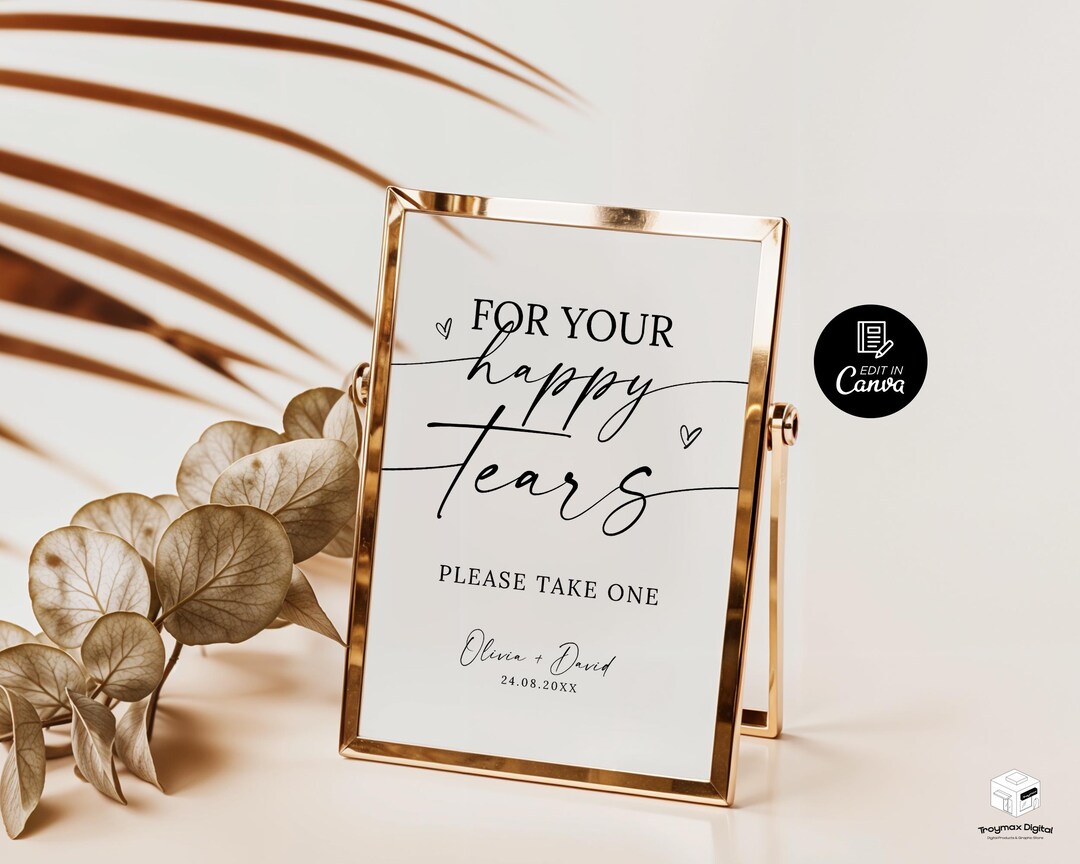 For Your Happy Tears Wedding Sign Template, Wedding Tissue Sign, Happy ...