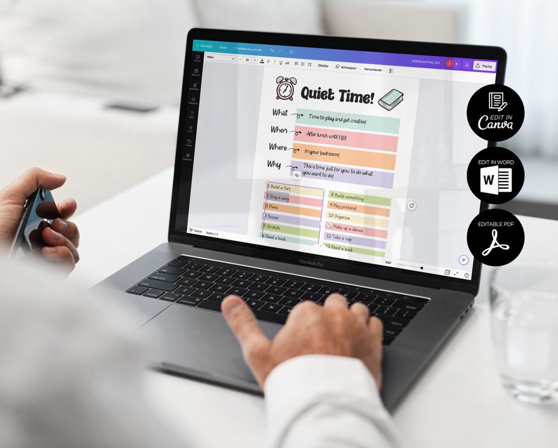 Quiet Time Chart for Kids, Daily Schedule Idea, Editable Daily ...