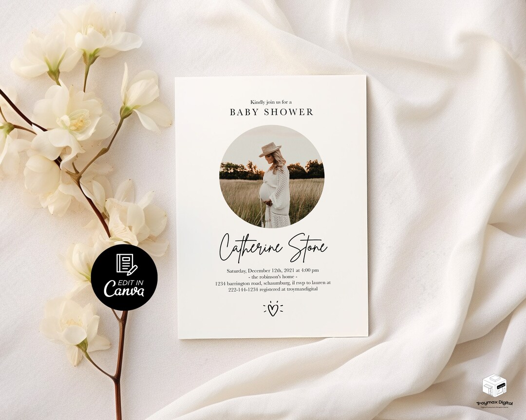 Baby Shower Postcard Template, Photo Baby Shower Invite, New Baby ...