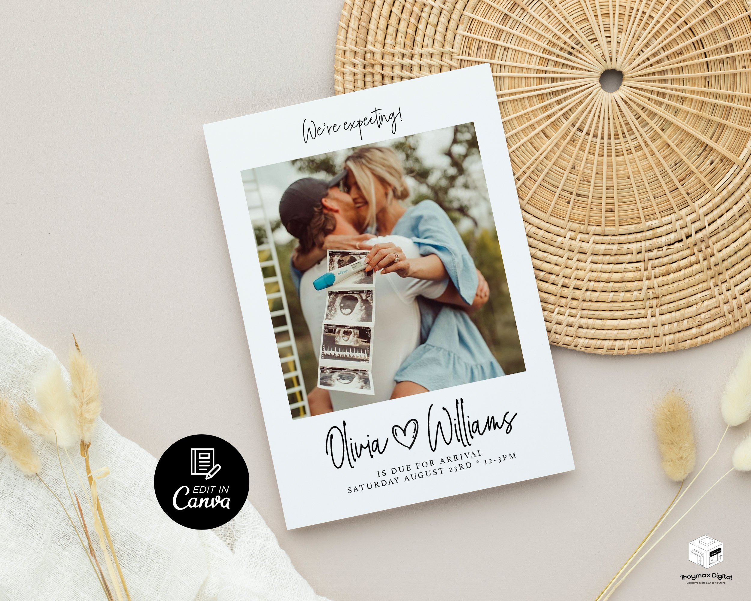 Photo Pregnancy Announcement Card, Pregnancy Announcement, Baby ...