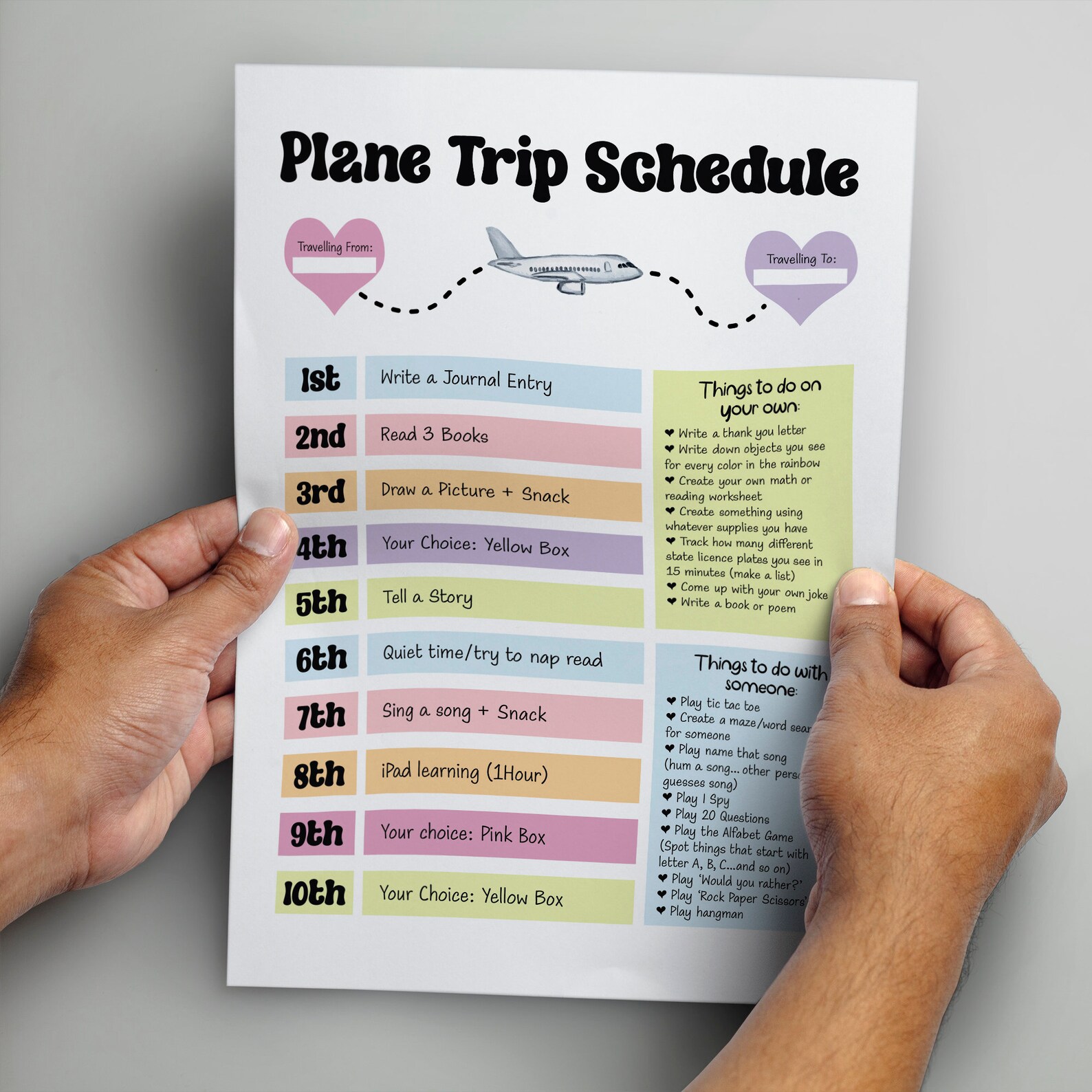 Plane Trip Schedule, Plane Trip Travel Activities for Kids, Plane ...