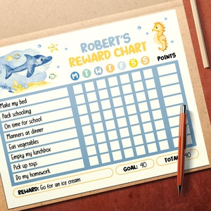 Editable Shark Reward Chart, Printable Chore Chart for Kids, Good ...