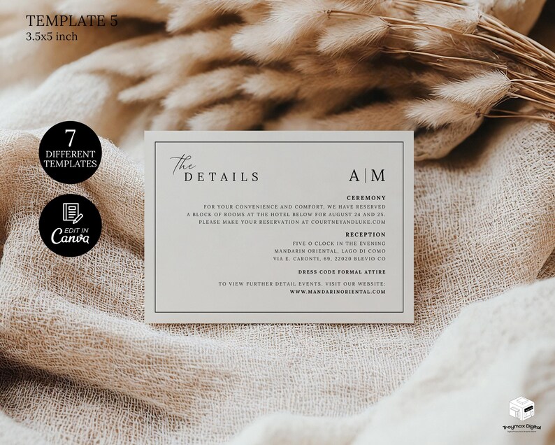 Wedding Invitation Template Set, Minimalist Wedding Invitation Bundle, Boho Wedding Invite Suite ...