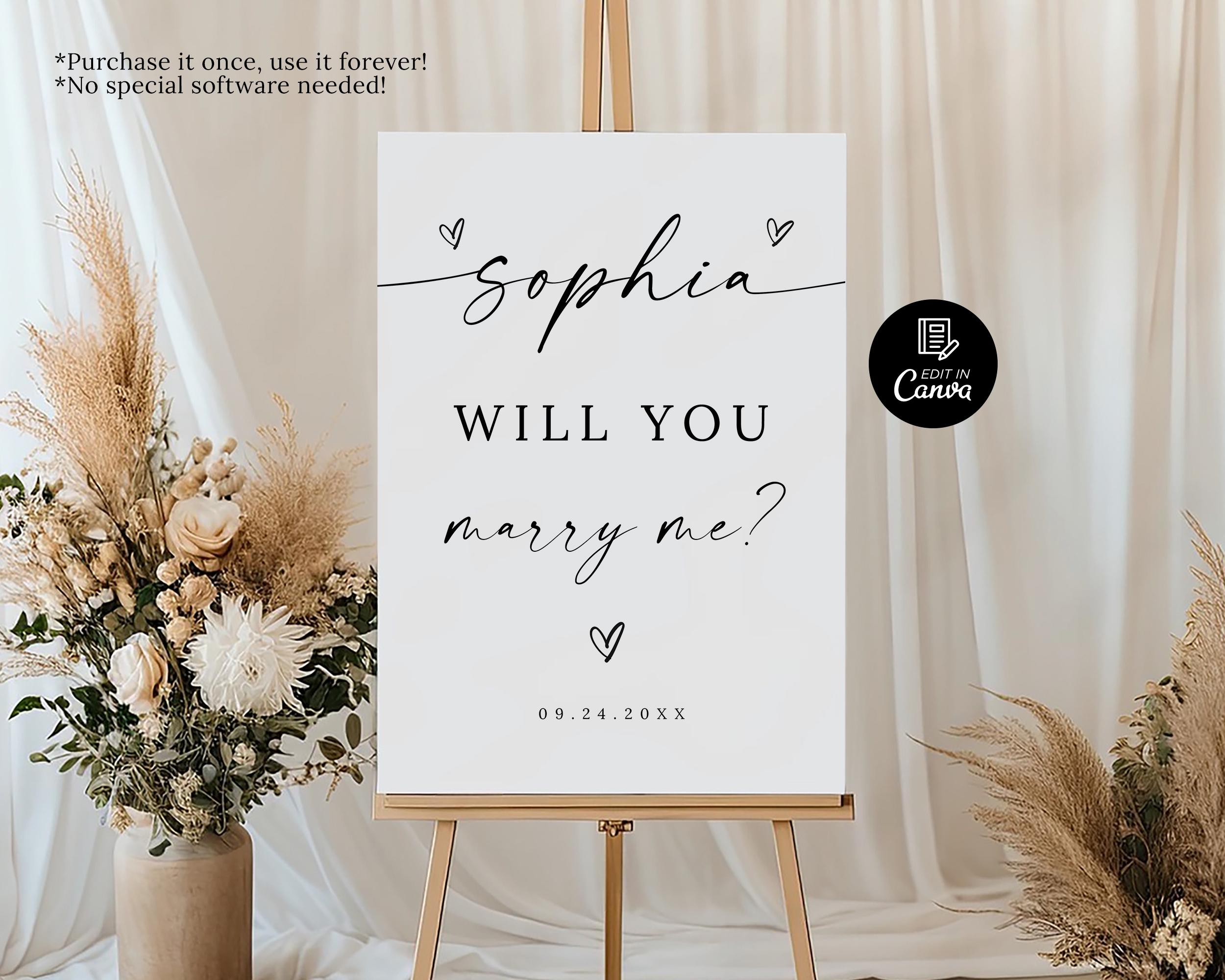 Will You Marry Me Sign Template, Minimalist Proposal Sign Template ...