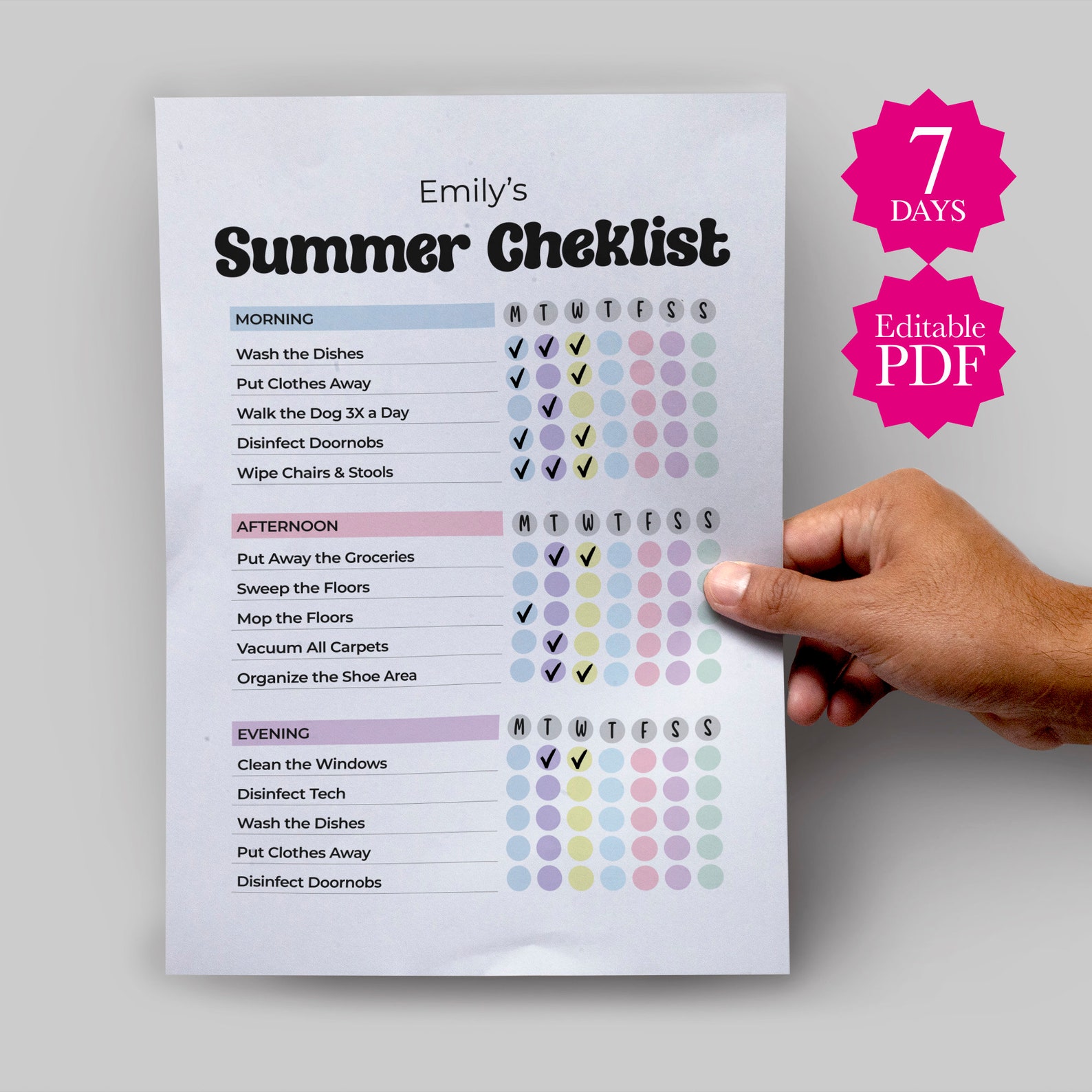 Summer Checklist for Kids, Chart for Kids Editable, Summer Checklist ...