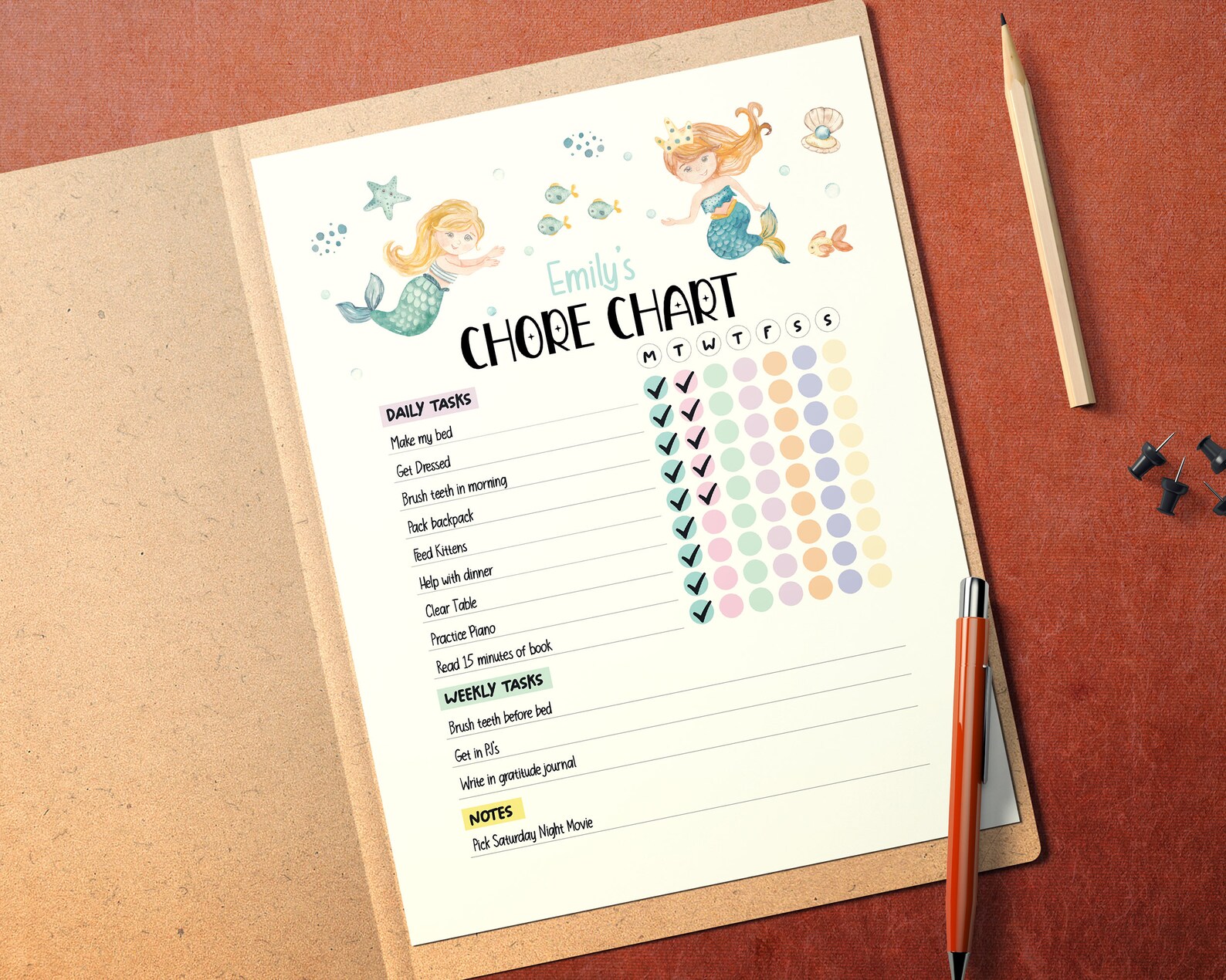 Editable Daily Chore Chart for Kids, Printable Daily Planner for Kids ...