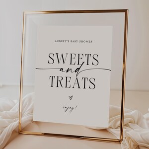 Baby Shower Sweets and Treats Sign Template, Dessert Table Sign Baby ...