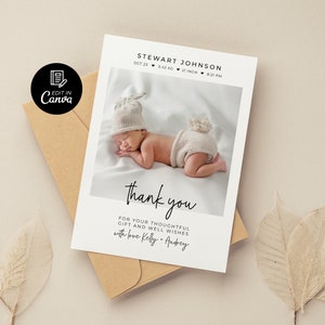 Baby Birth Thank You With Photo Card, Baby Picture Thank You Card ...