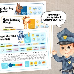 Daily Morning Board Template for Kids, Printable Wipeable Placemat for ...