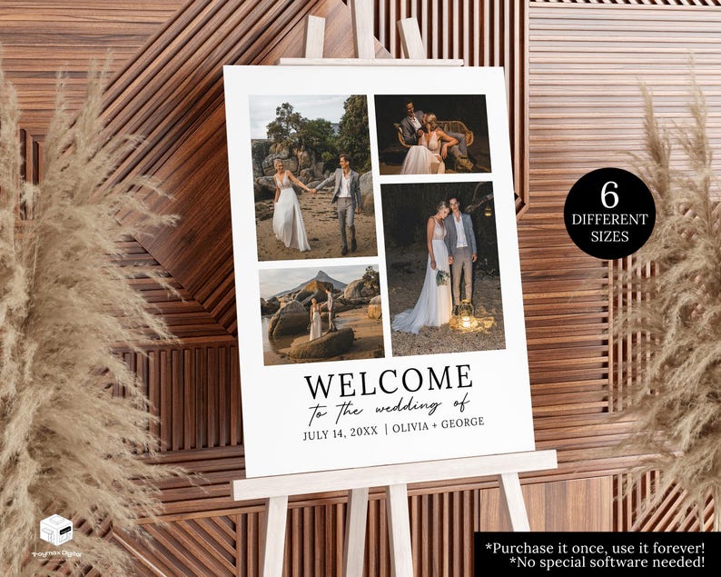 Photo Wedding Welcome Sign Template, Minimalist Welcome Wedding Board ...
