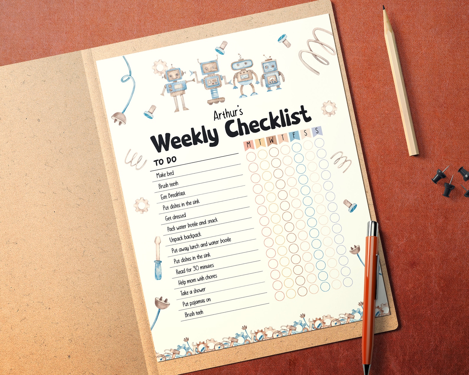 Printable Checklist for Kids, Daily Planner for Kids, Weekly Checklist ...