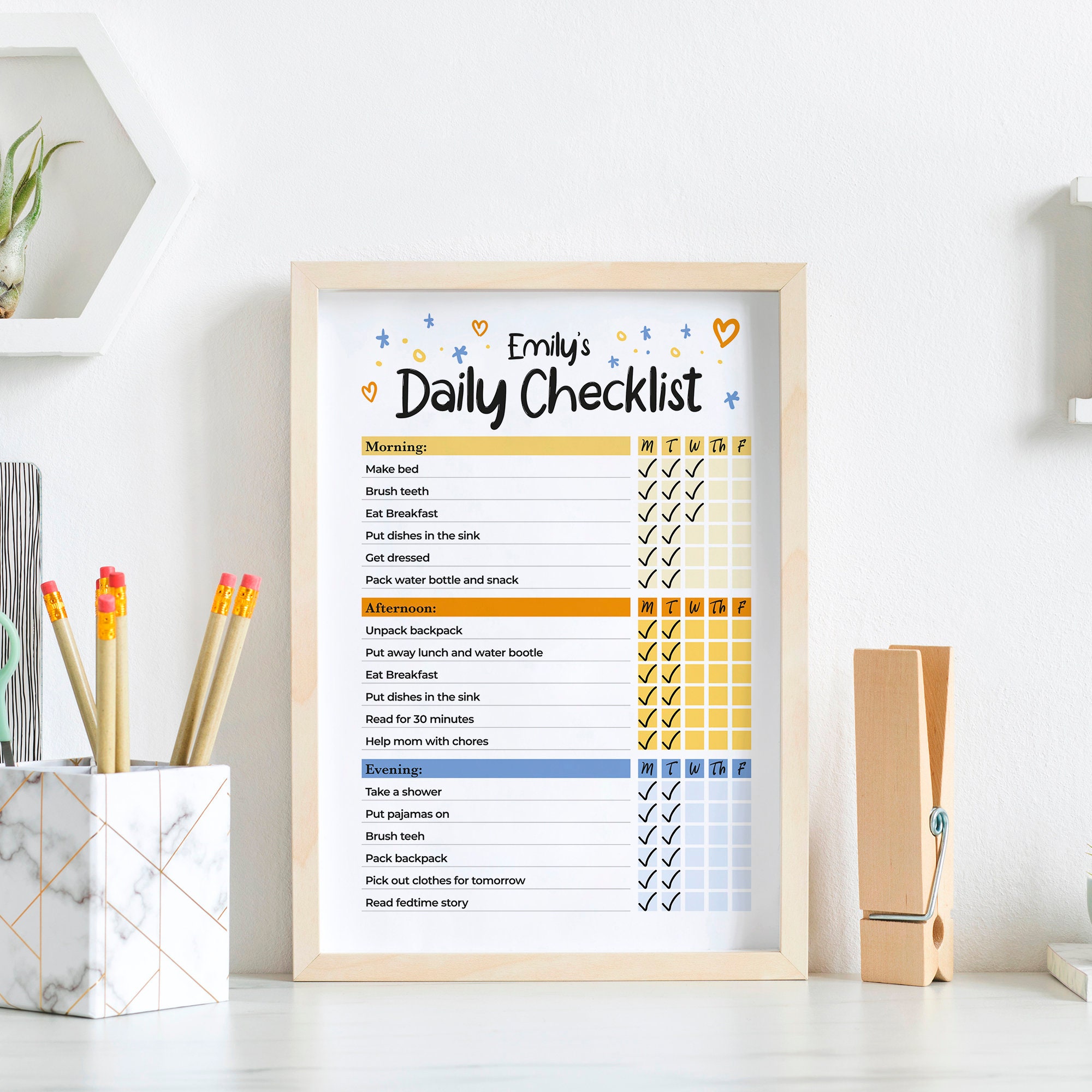 Editable Daily Checklist for Kids, Printable, Responsibility Chart for ...