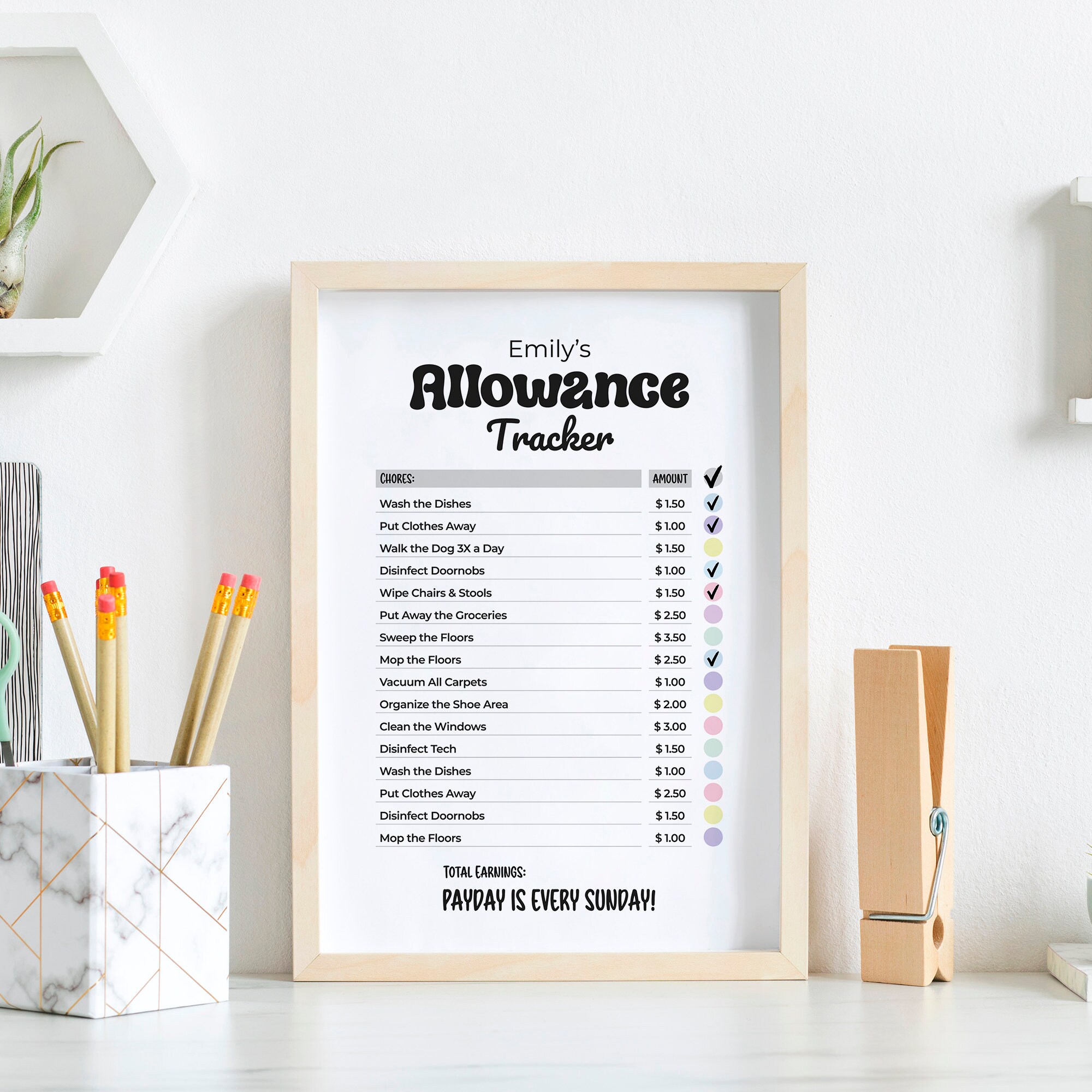 Editable Allowance Tracker Kids, Earn Money Chart, Daily Weekly ...