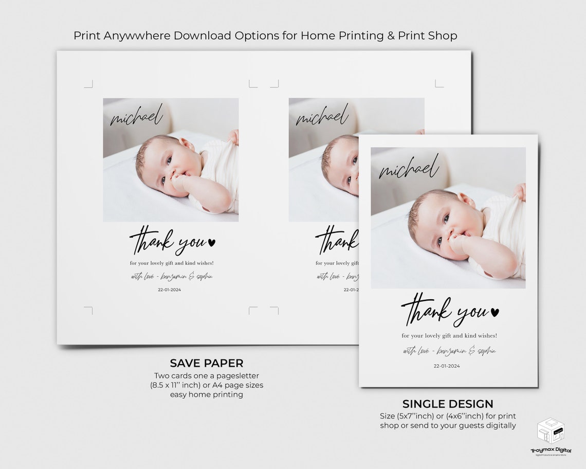 Custom Baby Photo Name Design, Printable Birth Postcard for Family ...