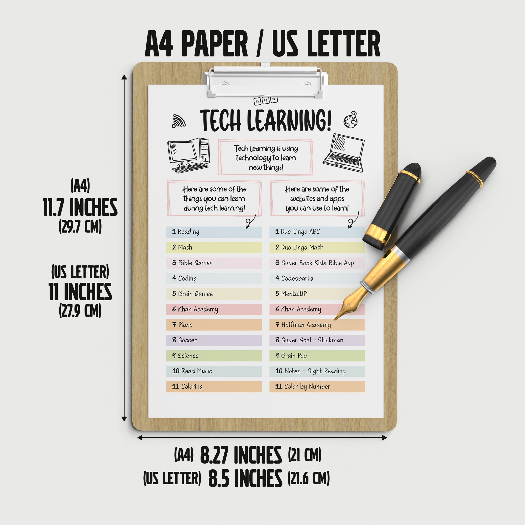Tech Learning Planner Educational Screen Time Ideas Chart for - Etsy