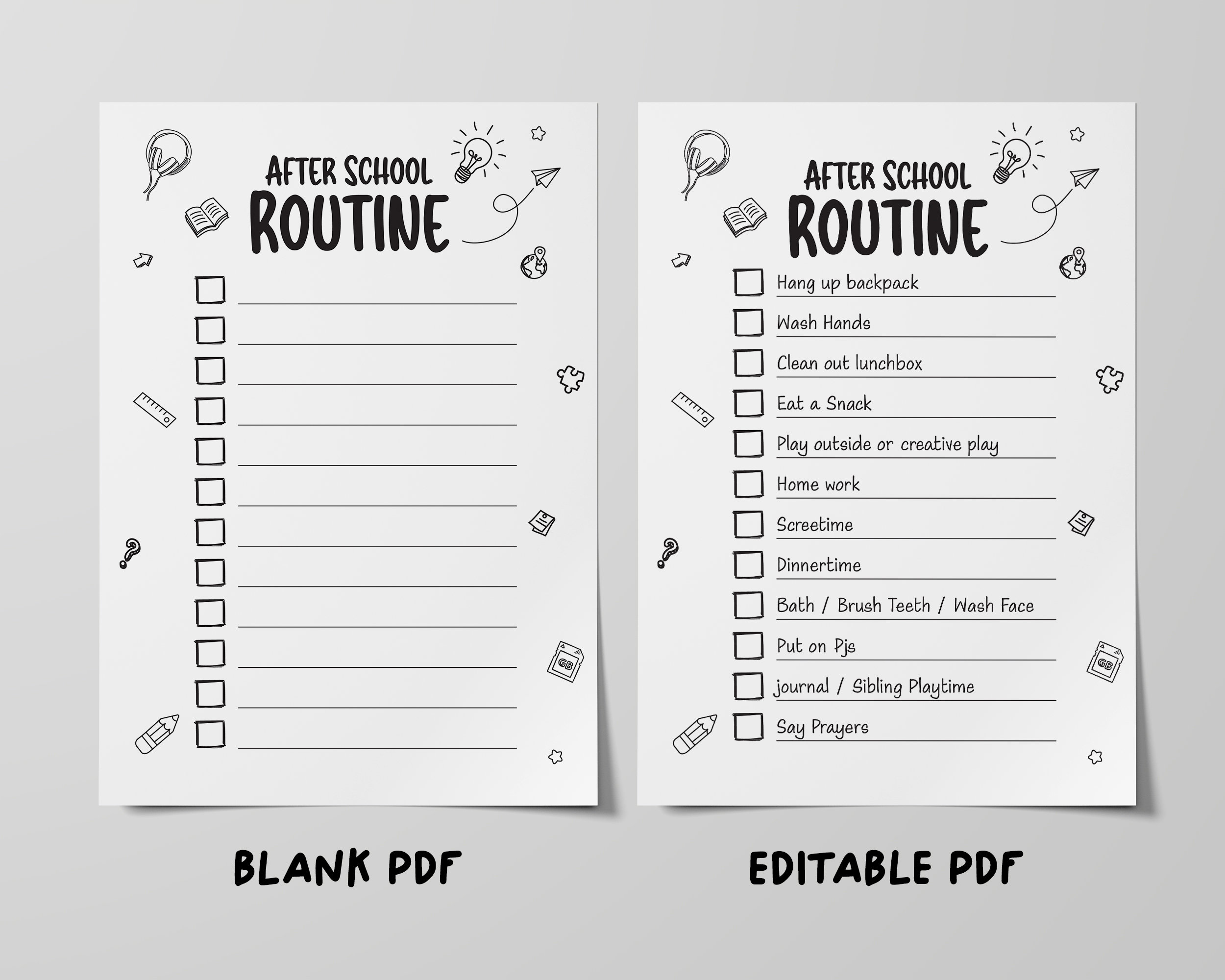 Daily Checklist, After School Routine Chart for Kids Printable, Reward ...