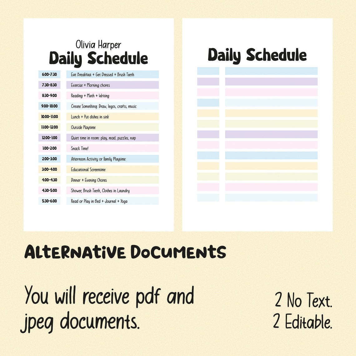 Editable Daily Schedule for Kids Printable Kids - Etsy