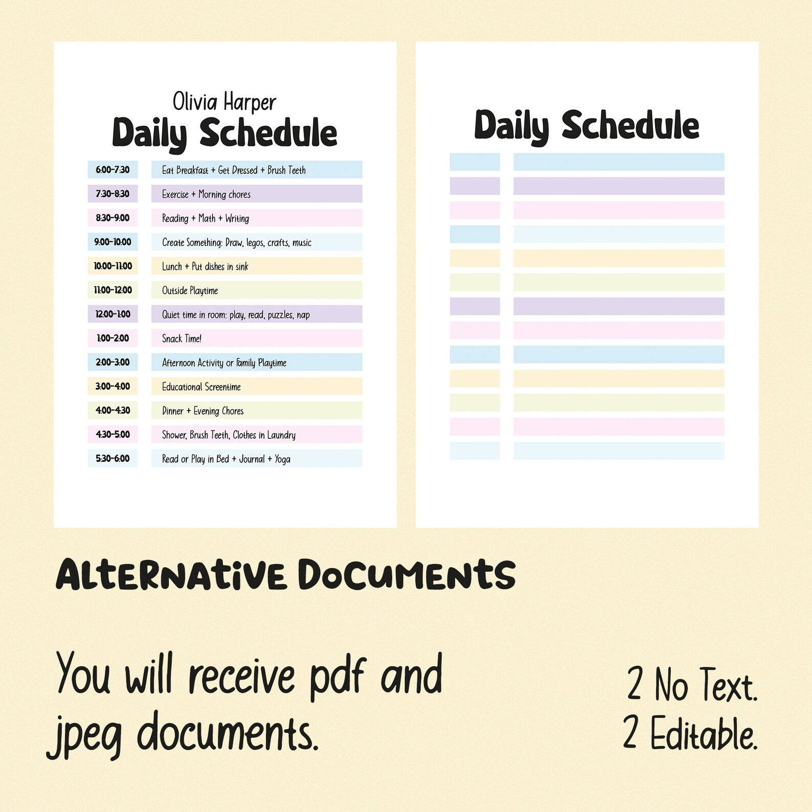 Editable Daily Schedule for Kids Printable Kids - Etsy