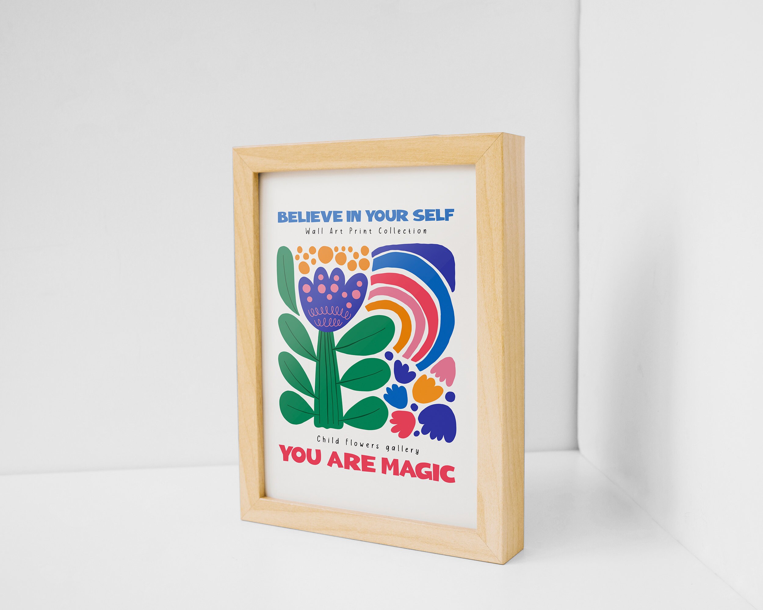 Kids Room Poster, Cute Rainbow Flowers, Nursery & Playroom Printable ...