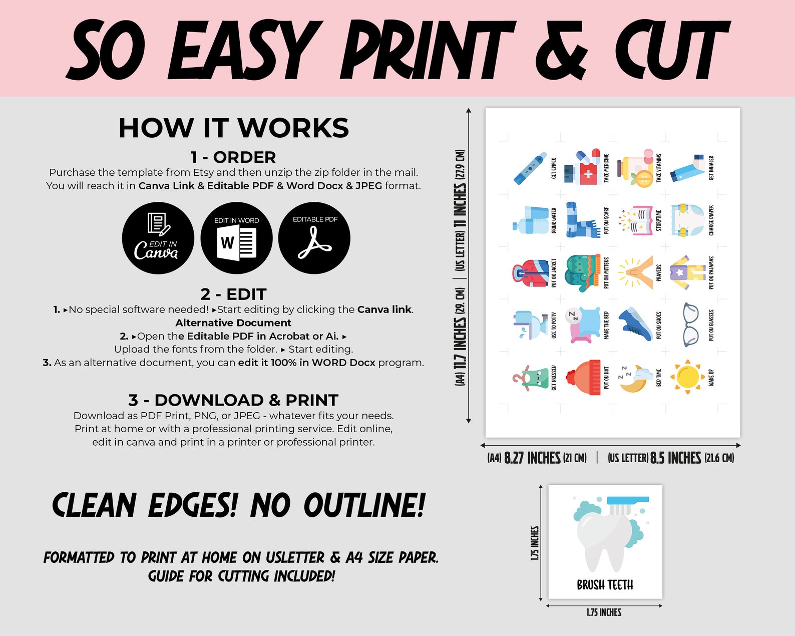 Printable Daily Planner for Kids Toddler Routine Chart - Etsy