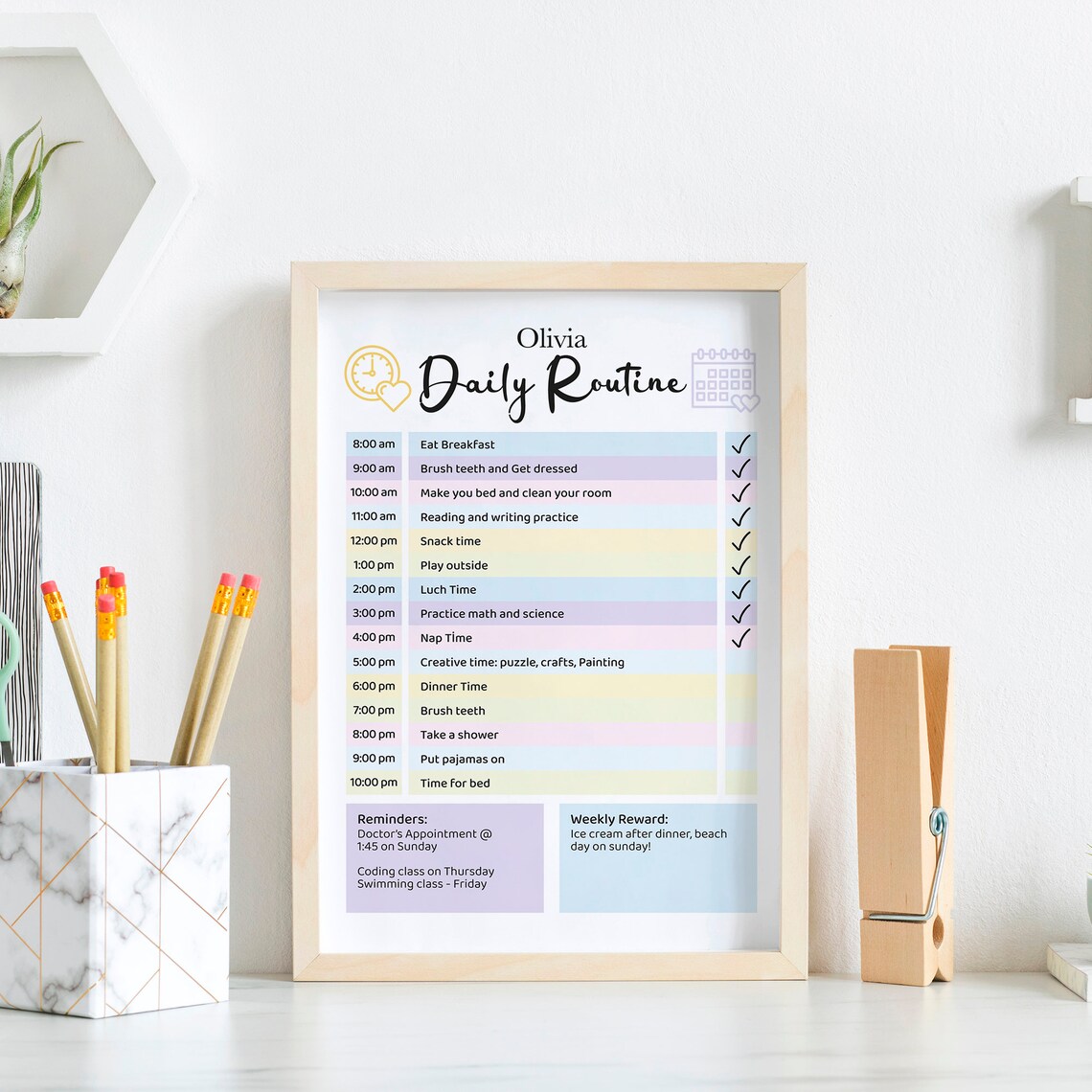 Editable Daily Routine for Kids, Printable, Kids Responsibility Chart ...