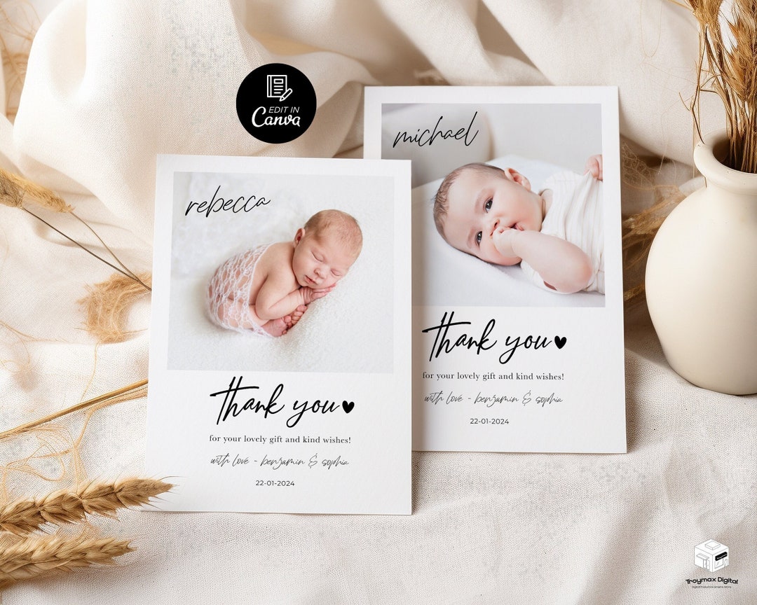 Baby Thank You Card, Newborn Thank You Card, Photo Thank You Card for ...