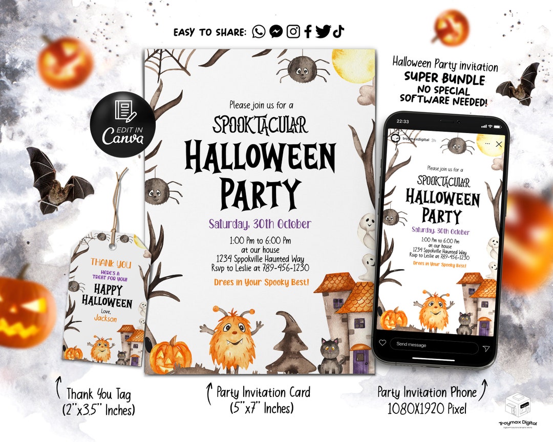 Printable Spooky Costume Party Invite Ghost Face Party Etsy