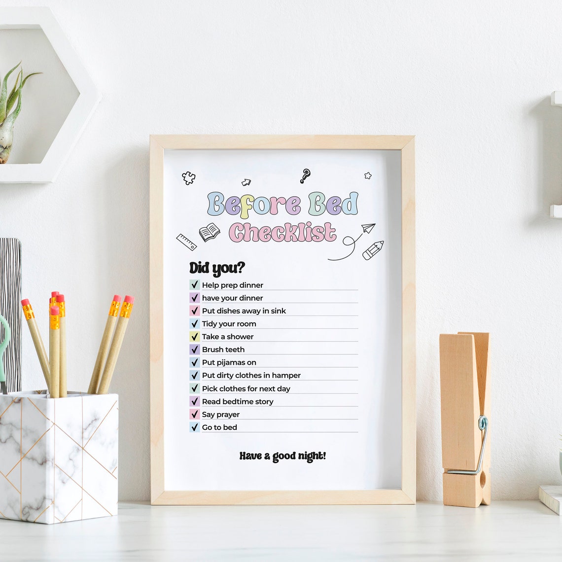 Editable Schoolday Checklist for Kids, Daily Routine, Before School ...