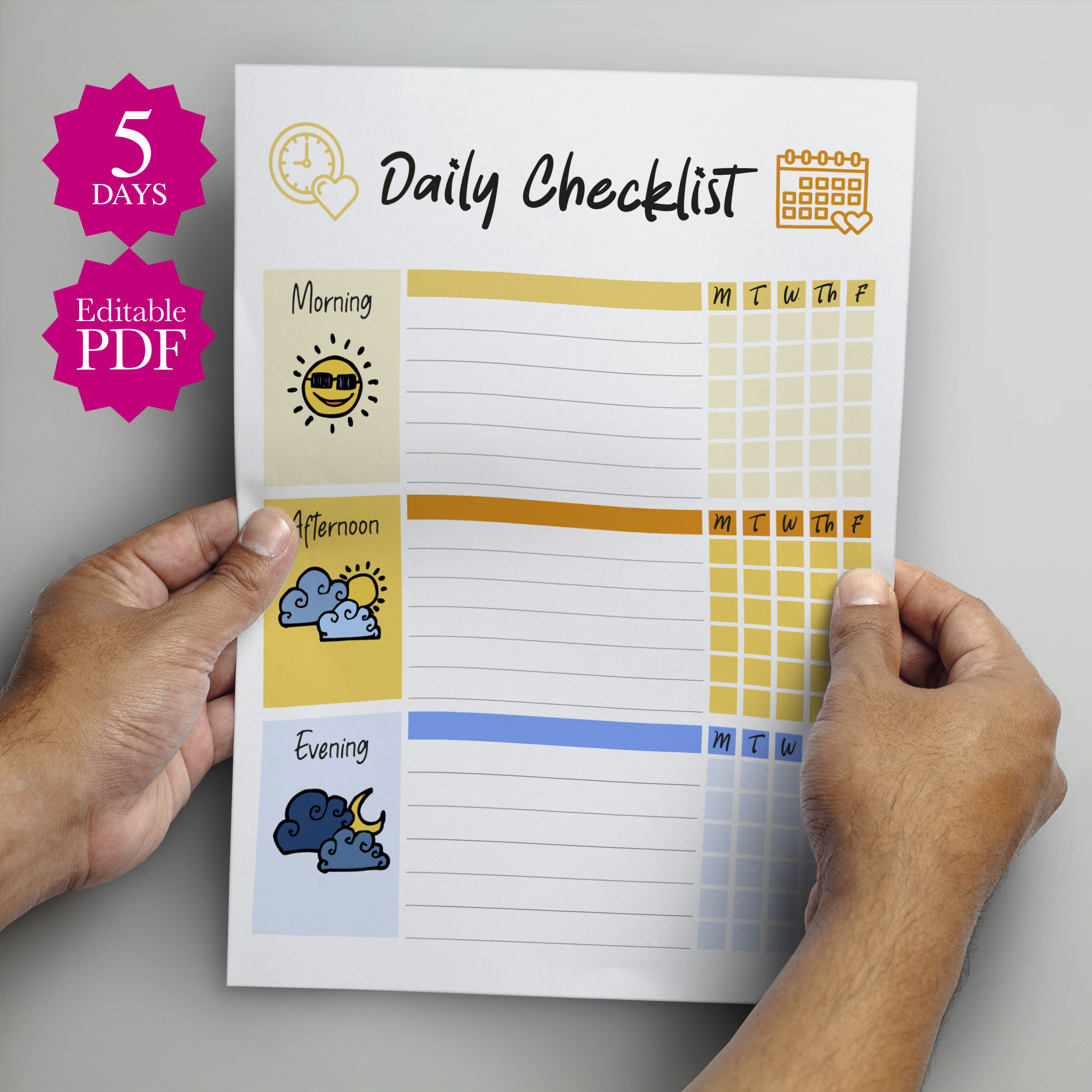 Editable Daily Checklist for Kids, Editable Chore Chart, Daily Schedule ...