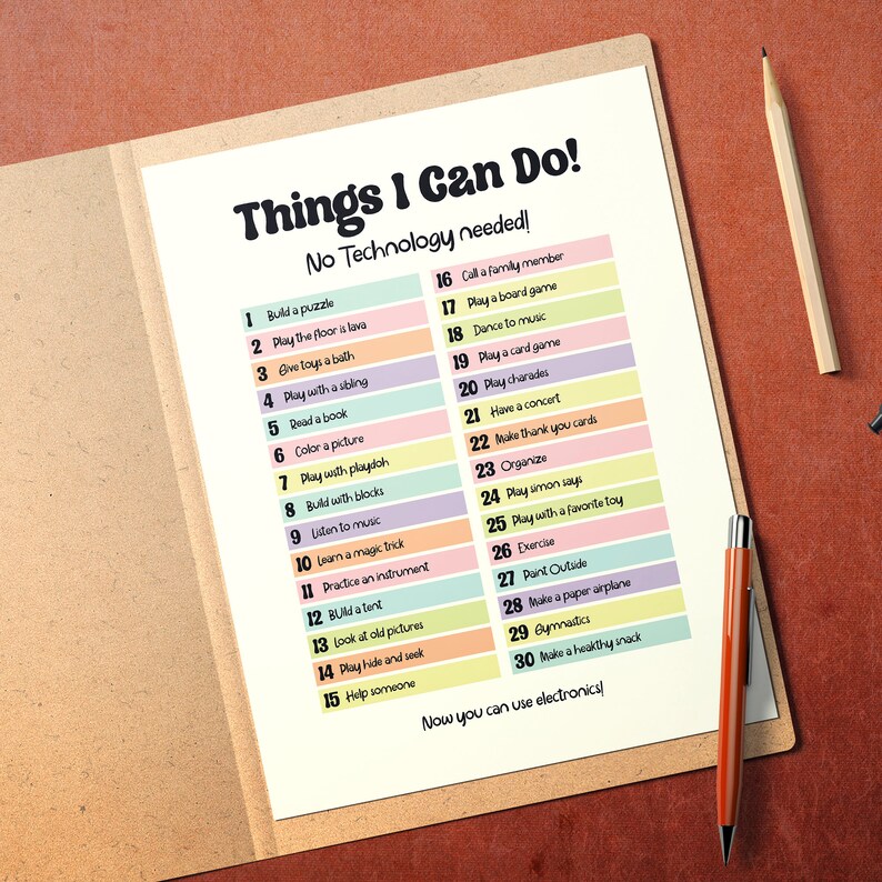 Play Inspiration Chart for Kids Kids Daily Schedule Idea - Etsy