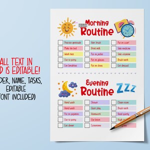 Daily Routine Chart for Kids, Toddler Morning Bedtime Routine Chart ...