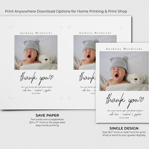 Newborn Gift Thank You Card, Personalized Baby Announcement Thankyou ...