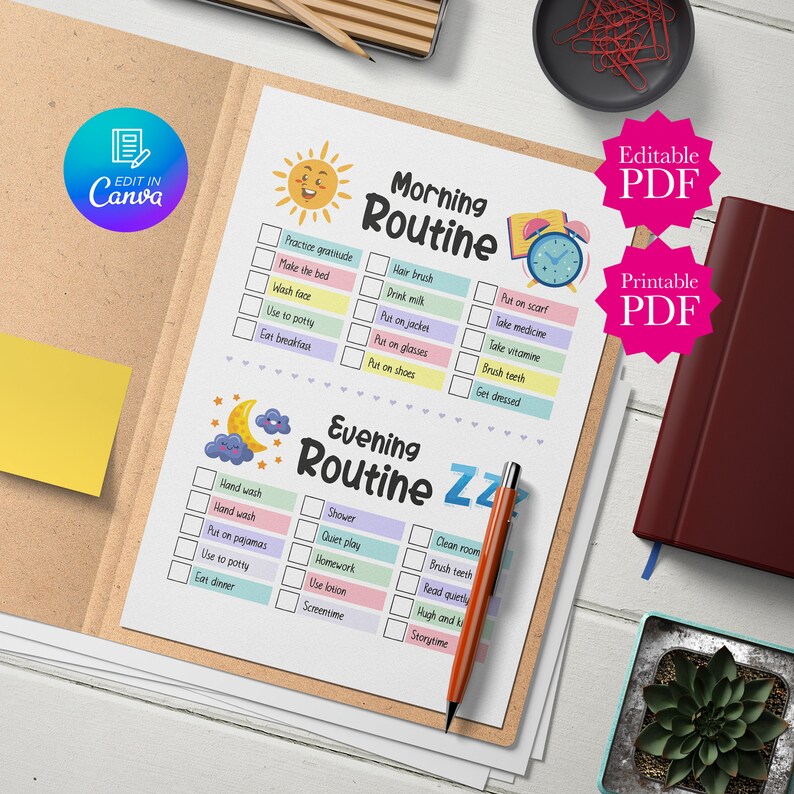 Daily Routine Chart for Kids Toddler Morning Bedtime Routine - Etsy