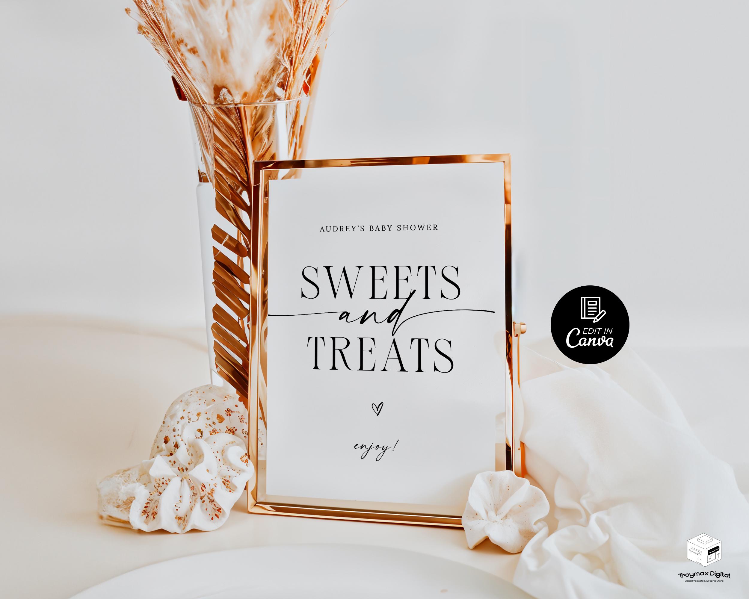 Baby Shower Sweets and Treats Sign Template, Dessert Table Sign Baby ...