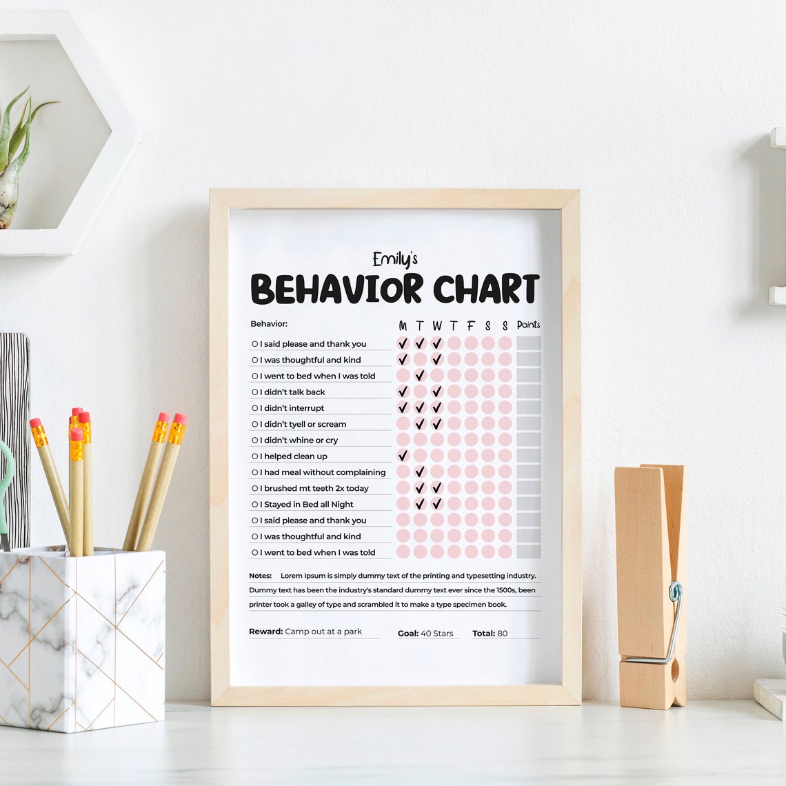 Editable Behavior Reward Chart for Kids, Good Behavior Tracking ...