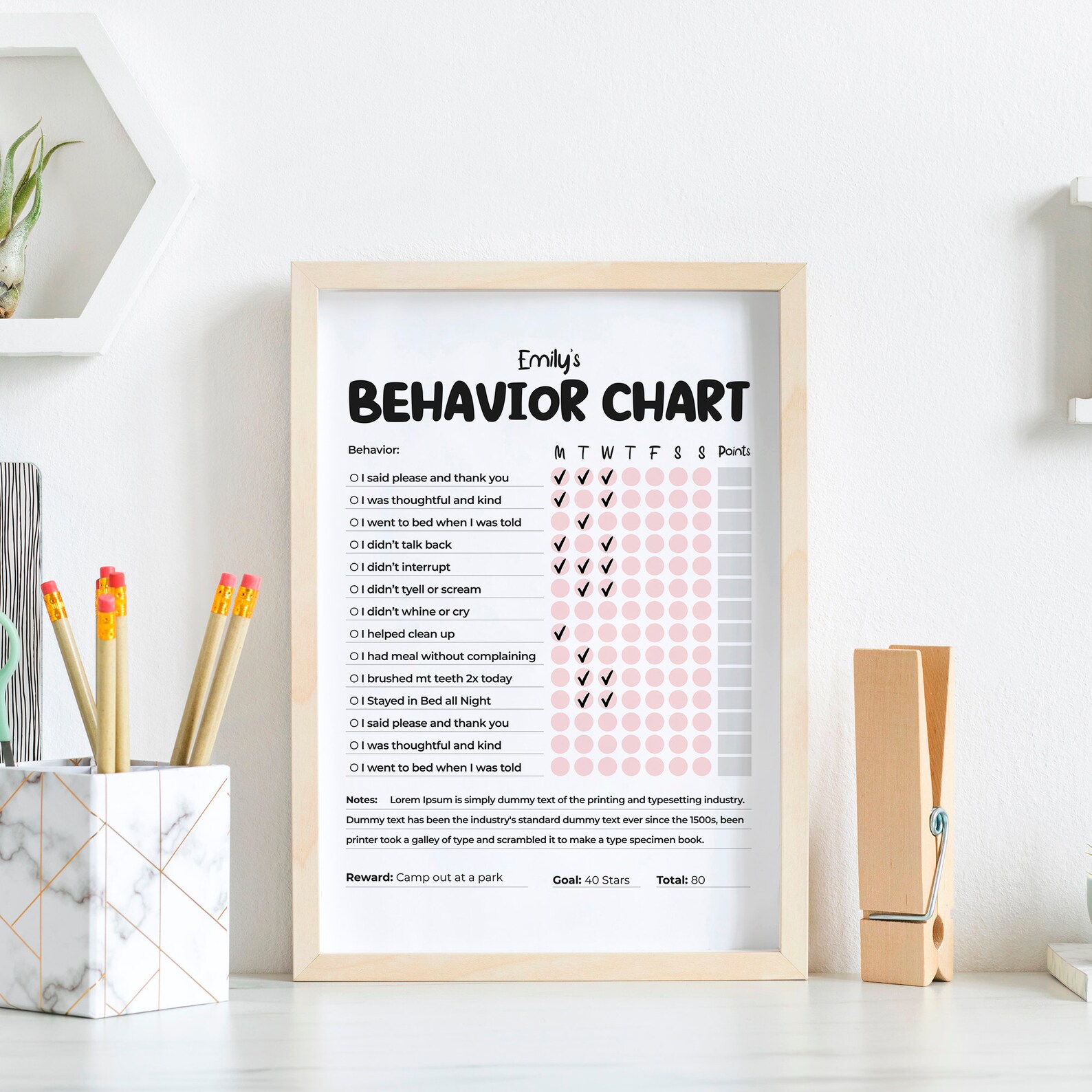 Editable Behavior Reward Chart for Kids, Good Behavior Tracking ...