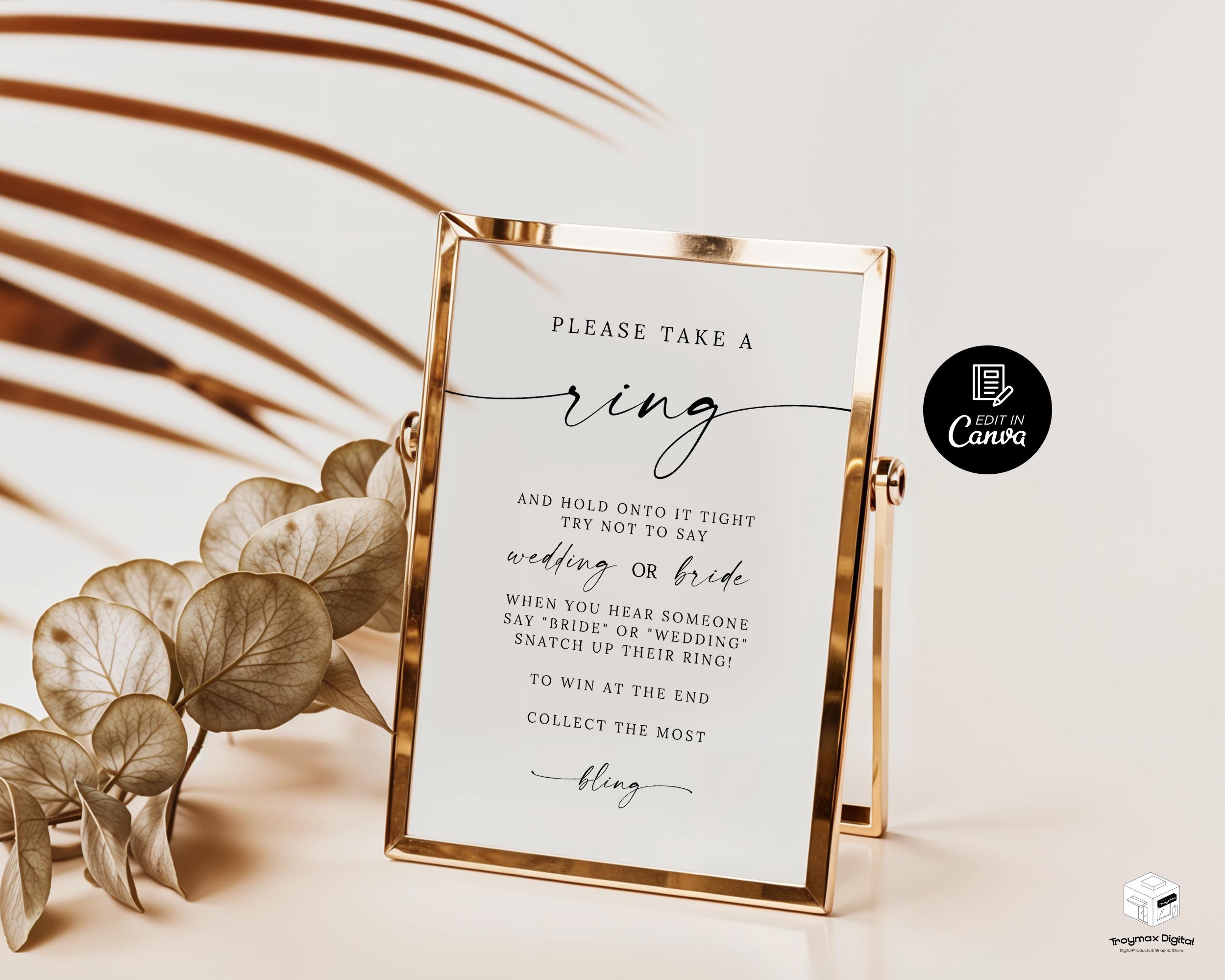 Bridal Shower Ring Game Sign, Minimalist Bridal Shower Party Game Sign ...