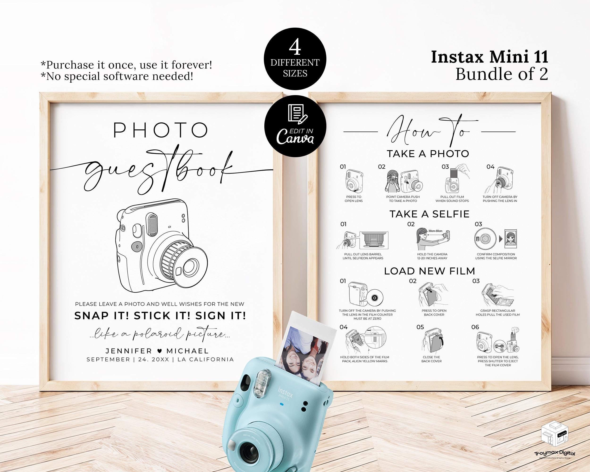 Instax Mini 11 Instructions Sign Template, Polaroid Guestbook Sign, How ...